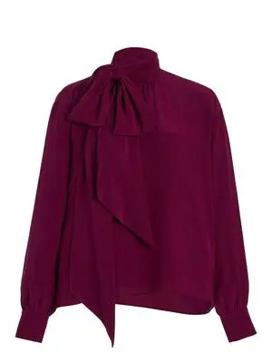 Prada Silk Tie-neck Blouse - Purple