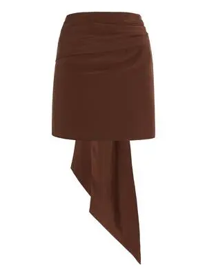 Prada Silk Crepe De Chine Mini Wrap Skirt - Brown