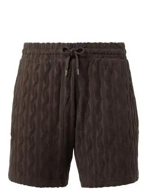 Frescobol Carioca Augusto Cotton Jacquard Shorts Brown