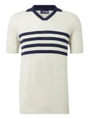 Vilebrequin Striped Cotton Polo Shirt - White