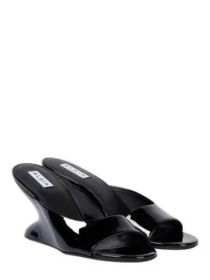 Alaïa Curve 75 Patent Leather Wedge Mules - Black