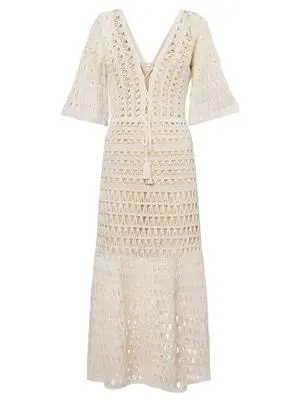 Anna Kosturova Crochet Cotton Maxi Dress - Beige