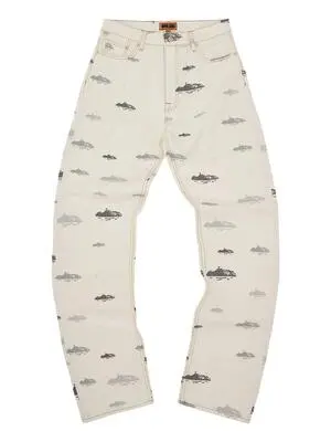 CORTEIZ Alcatraz Pattern Denim Jeans - White