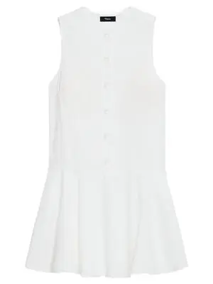 Theory Sleeveless Drop-Waist Mini Dress White-2