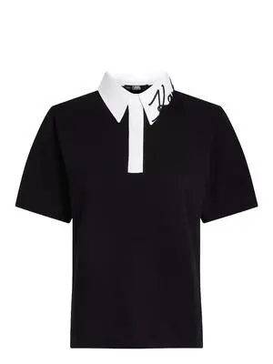 Karl Lagerfeld Organic Cotton Polo Top - Black