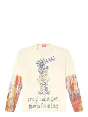 DIESEL T-boxt Graphic-print Long-sleeve Top - Neutrals