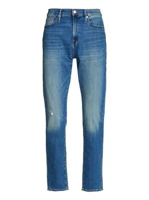 FRAME L'homme Slimfit Distressed Denim Jeans - Mid Denim