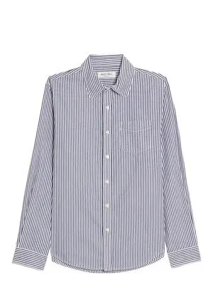 ALEX MILL Mill Striped Cottonpoplin Shirt Navy