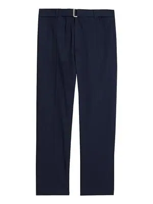 Officine Générale Owen Belted Cotton-poplin Pants - Navy