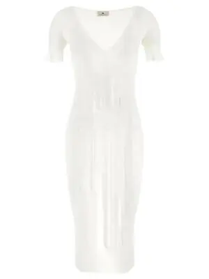 Elisabetta Franchi Ribbed-knit Midi Dress - White