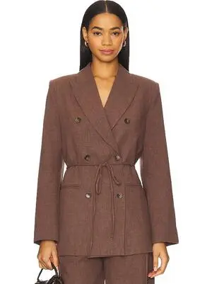 ELODIE THE LABEL Dion Linen Blazer - Brown