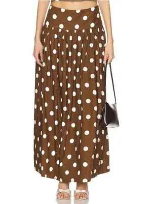 Majorelle Dot Maxi Skirt - Brown & Ivory Dot