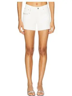 AREA Crystal Pocket Denim Shorts - White