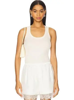 RÓHE Fine Rib Scoop Neck Top - Cream