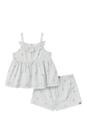 MODERN MOMENTS™ BY GERBER Ruffle Top And Shorts Set - Light Blue Cherry Stripes