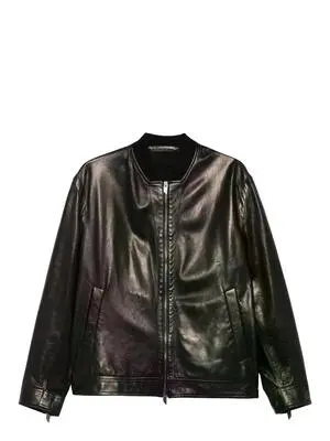 SALVATORE SANTORO Leather Bomber Jacket - Black
