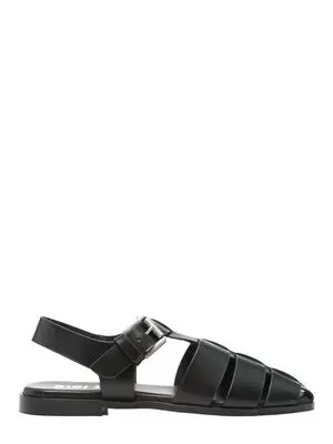 BIBI LOU Leather Flat Sandals - Black