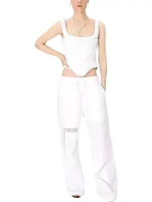 MARINE SERRE Linen Corset Top - White