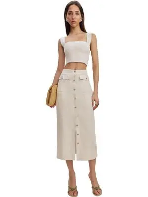 REFORMATION Britt Linen Maxi Skirt