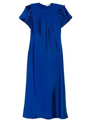 PARLOR Ruffle-detail Maxi Dress - Blue