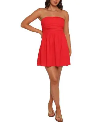 PETAL & PUP Katy Strapless Mini Dress - Red