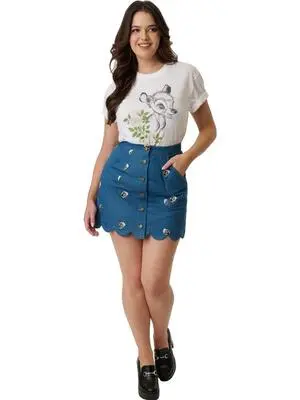 Unique Vintage Scallop Hem Mini Skirt - Blue