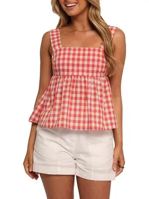 PETAL & PUP Chatham Gingham Babydoll Tank - Red Gingham