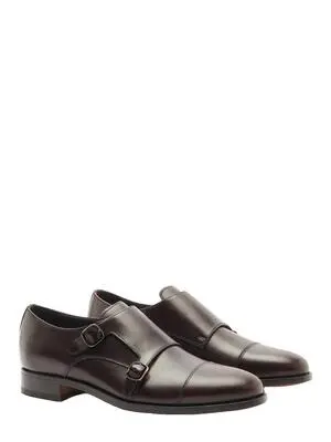 SCAROSSO Gervasio Suede Double Monk Strap Shoes - Dark Brown Calf