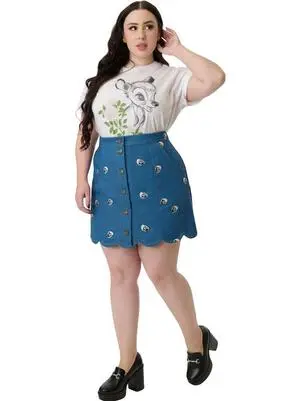 Unique Vintage Scalloped Hem Mini Skirt - Blue