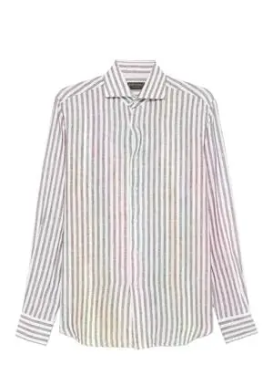 DELL'OGLIO Striped Shirt - Brown