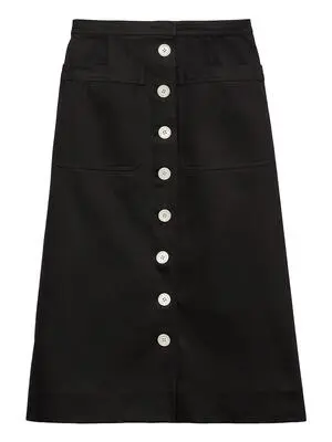 Prada Cotton Drill Flared Skirt - Black