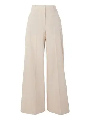 Theory Treeca Linen-blend Wide-leg Pants - Off-white