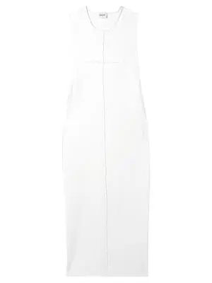 Khaite Hal Paneled Cotton-jersey Midi Dress - White