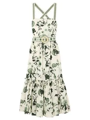 Cara Cara Julietta Floral-print Cotton-poplin Midi Dress - Cream