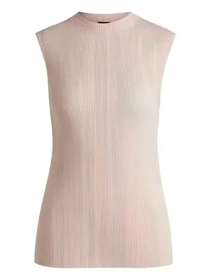 BOSS Ribbed Knit Mock Neck Top - Pink