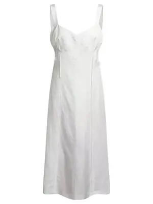 BOSS V-neck Midi Dress - White