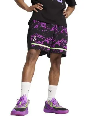 PUMA Basketball Shorts Black-lavender Alert-pure Magenta