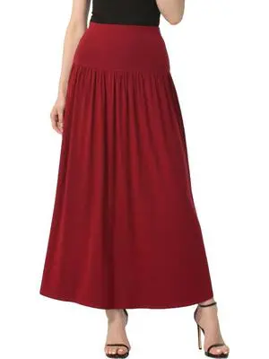 KIMI + KAI Kimi & Kai Tiered Maxi Skirt Wine