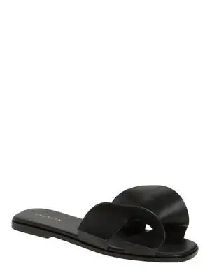 CECELIA NEW YORK Wendy Leather Slide Sandal - Black