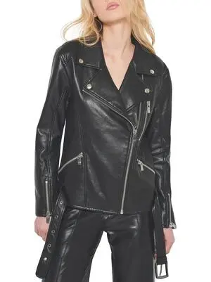 AS By DF Brando Recycled Leather Boyfriend Jacket - Black