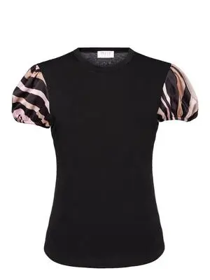 Emilio Pucci Iride Satin-trimmed Cotton Top - Black
