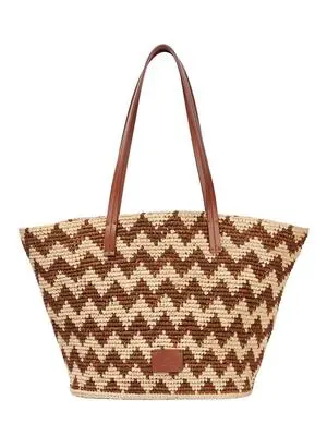 Missoni Zigzag Raffia Tote Bag - Beige