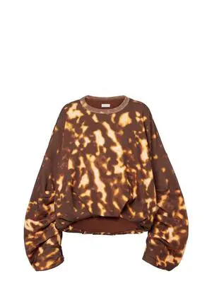 Dries Van Noten Printed Gathered Cotton Sweatshirt - Brown