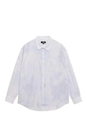StÜssy Bleached Poplin Classic Long-sleeve Shirt - Blue