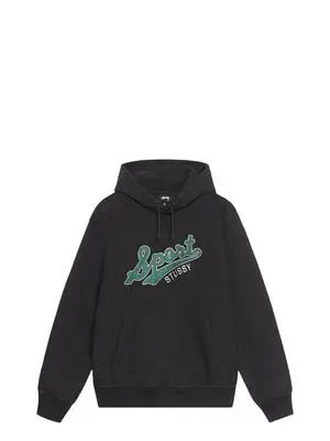 StÜssy Satin Patch Oversized Hoodie - Black