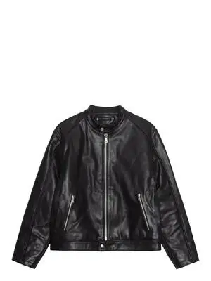 StÜssy Cafe Racer Leather Jacket - Black