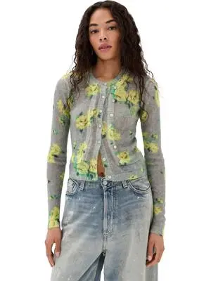 Acne Studios Long Sleeve Double Cardigan Grey/multi