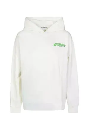 GANNI Cotton Hoodie - White