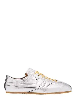 Dries Van Noten Metallic Leather Low-top Sneakers - Silver