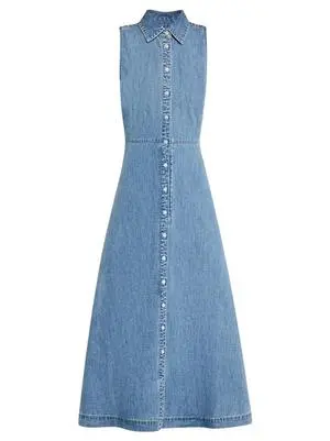 VERONICA BEARD Veronica Beard Fuller Sleeveless Denim Midi Dress